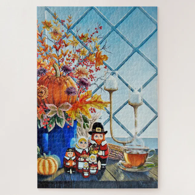 Fall leaves, pumpkins, Thanksgiving Nesting dolls Jigsaw Puzzle | Zazzle