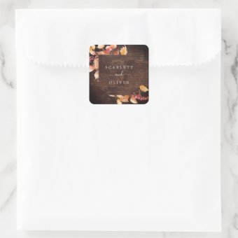 Fall Leaves | Rustic Brown Wood Envelope Seals | Zazzle