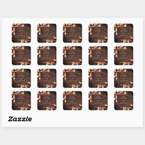 Fall Leaves | Rustic Brown Wood Envelope Seals | Zazzle