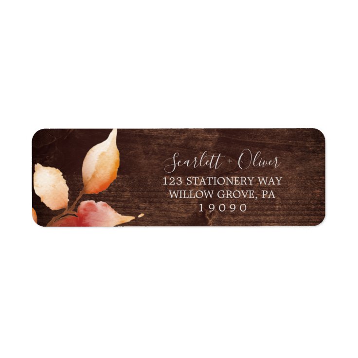 Fall Leaves | Rustic Wood Return Address Label | Zazzle