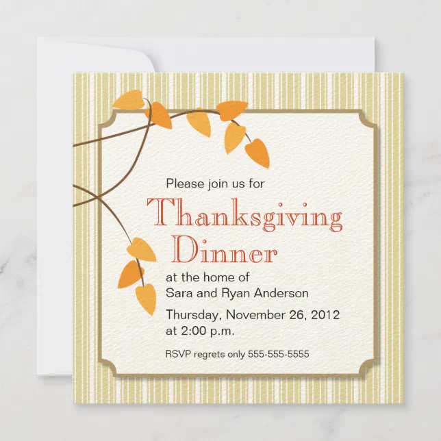 Fall Leaves Thanksgiving Dinner Invitation | Zazzle