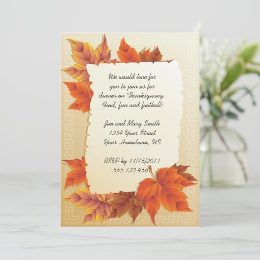 Fall Leaves Thanksgiving Invitation | Zazzle