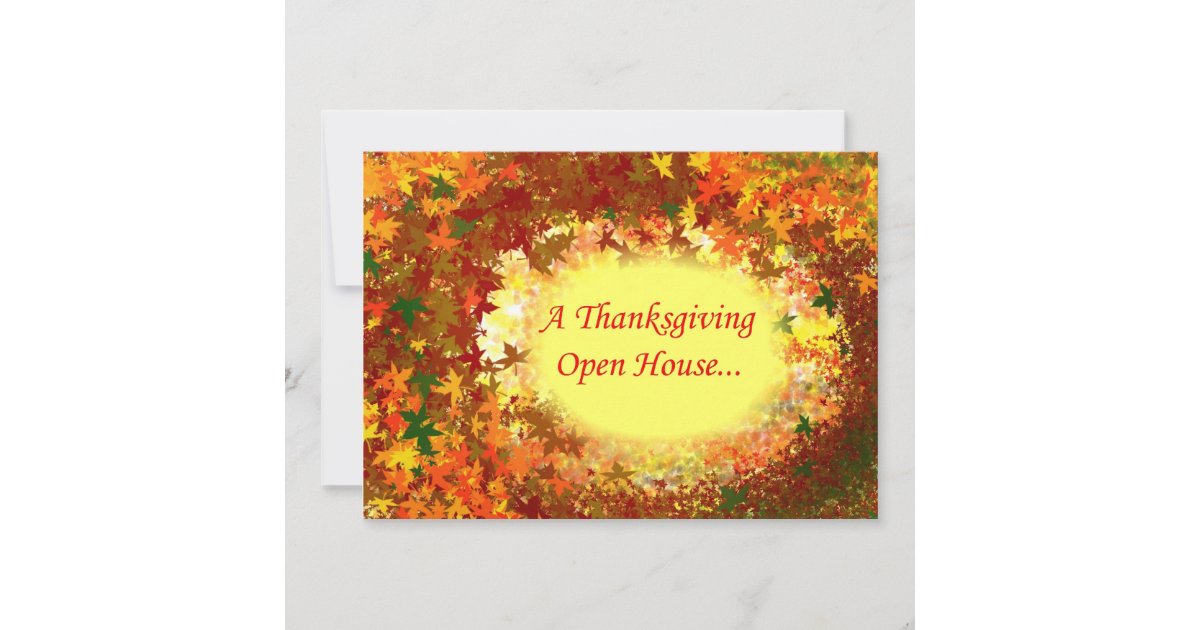 Fall Leaves Thanksgiving Open House Invitation | Zazzle