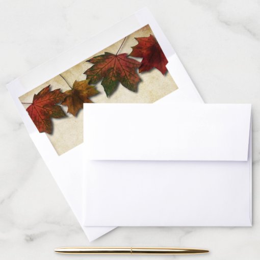 Fall Leaves Wedding Envelope Liner | Zazzle