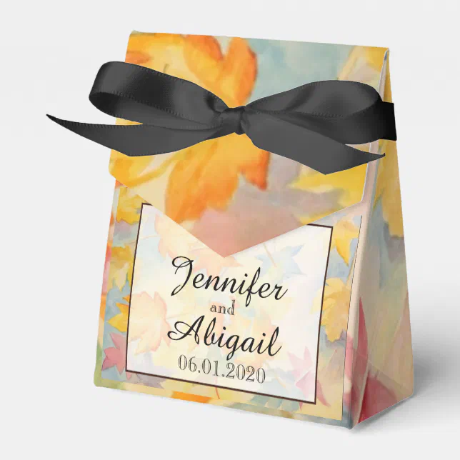 Fall Leaves Wedding Favor Box | Zazzle