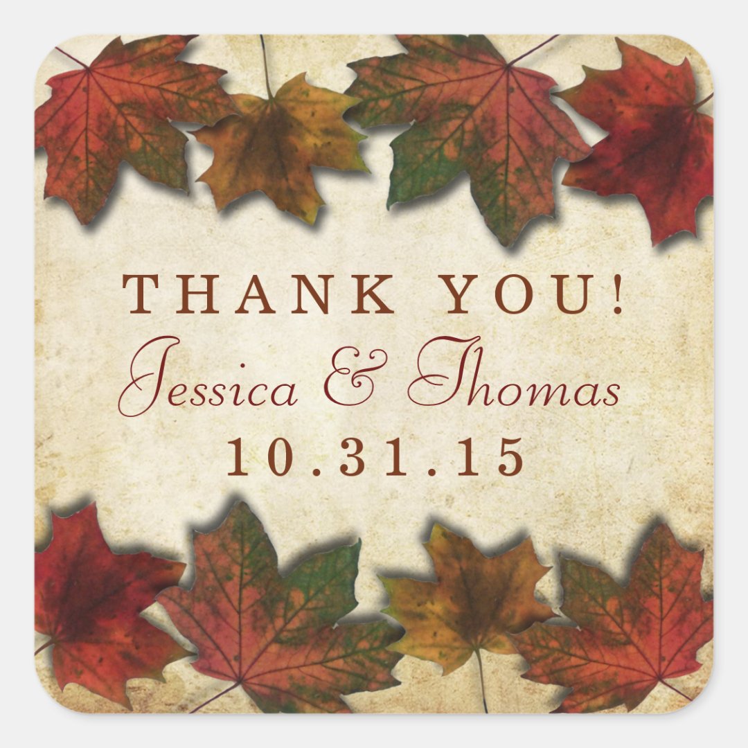 Fall Leaves Wedding Sticker | Zazzle