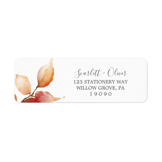 Fall Leaves White & Burgundy Return Address Label | Zazzle.com