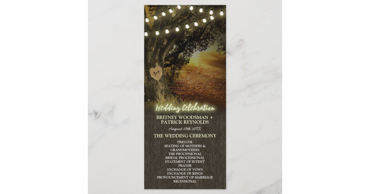 Fall Lights Oak Tree Wedding Ceremony Programs | Zazzle