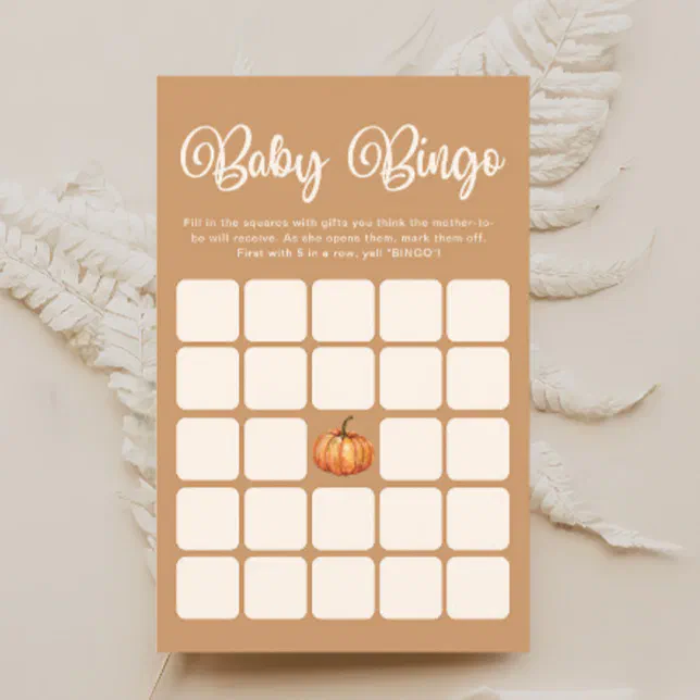 Fall Little Pumpkin Baby Shower Bingo Game | Zazzle