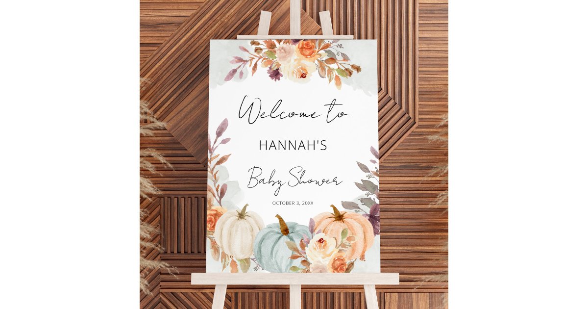 Fall Little Pumpkin Baby Shower Welcome Sign | Zazzle