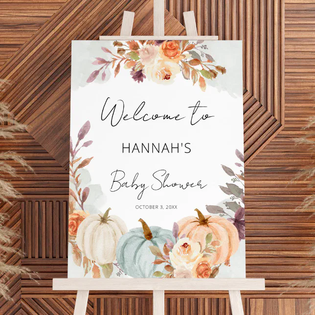 Fall Little Pumpkin Baby Shower Welcome Sign | Zazzle