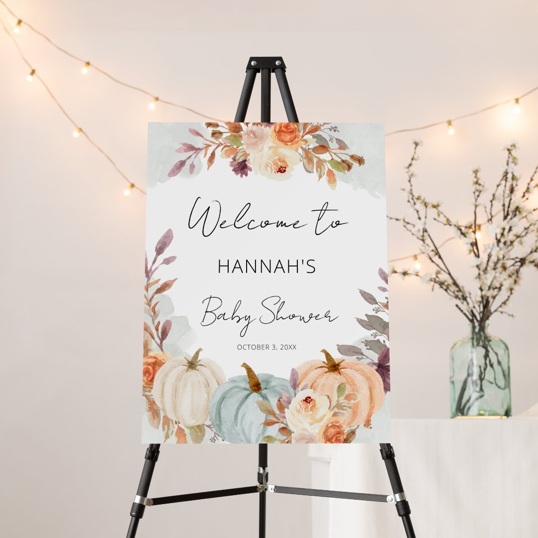 Fall Little Pumpkin Baby Shower Welcome Sign | Zazzle