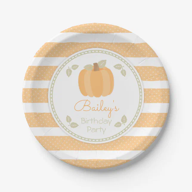 Fall Little Pumpkin Birthday Party Paper Plate | Zazzle