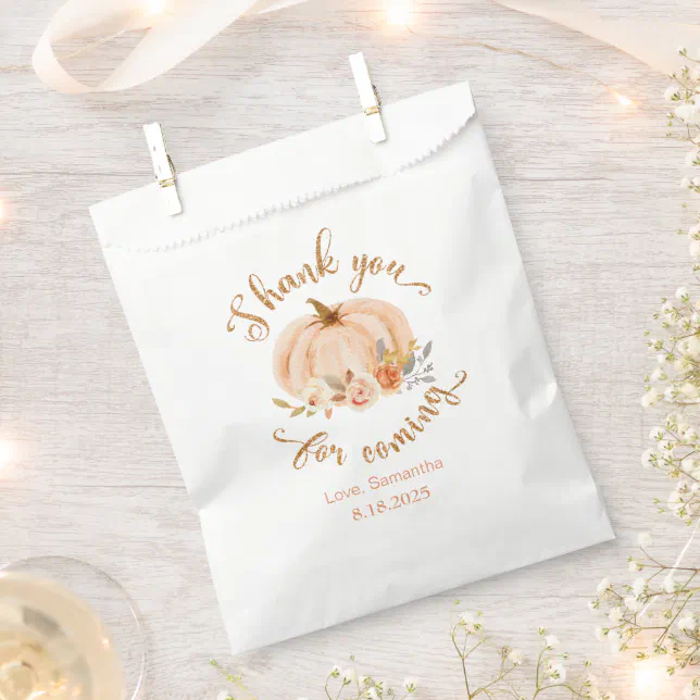 Fall little pumpkin birthday thank you treat favor bag | Zazzle
