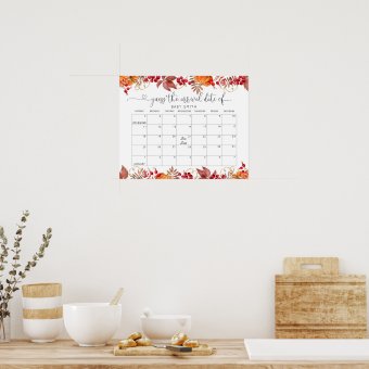 Fall Little pumpkin Guess the due Date calendar Poster | Zazzle