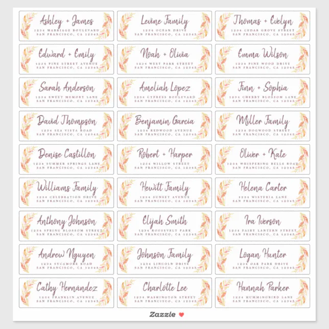 Fall Love Autumn Foliage Guest Address Labels | Zazzle