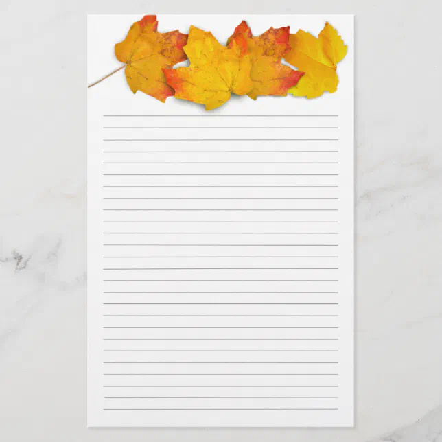 Fall Maple Leaf Border, Lined Writing Paper | Zazzle