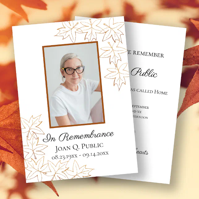 Fall Maple Leaves Edge Death Anniversary Memorial Invitation | Zazzle