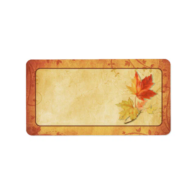 Fall Maple Leaves Wedding Blank Address Labels | Zazzle