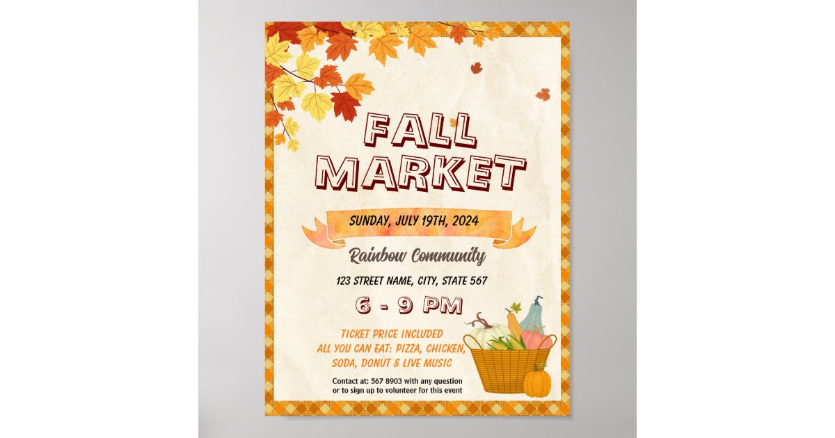 Fall Market Festival event template Poster | Zazzle