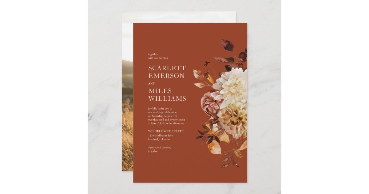 Fall Modern Terracotta Wedding Invitation | Zazzle