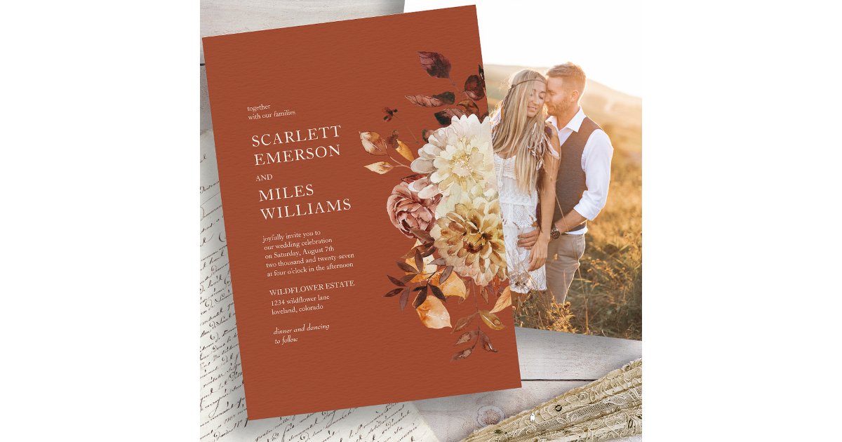 Fall Modern Terracotta Wedding Invitation | Zazzle