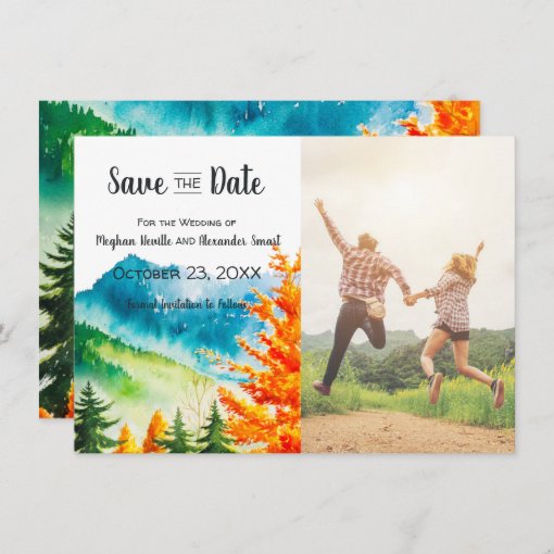 Fall Mountain Wedding Save the Date with photo | Zazzle