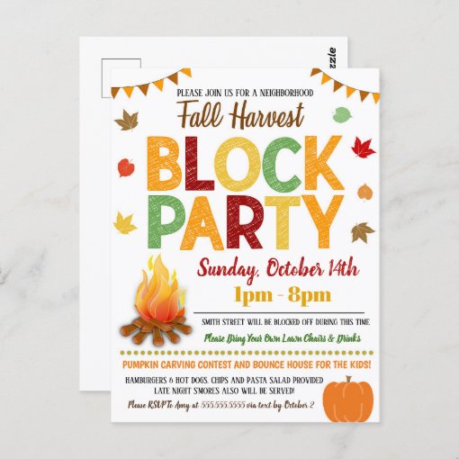 Fall Neighborhood Block Party Invite | Zazzle