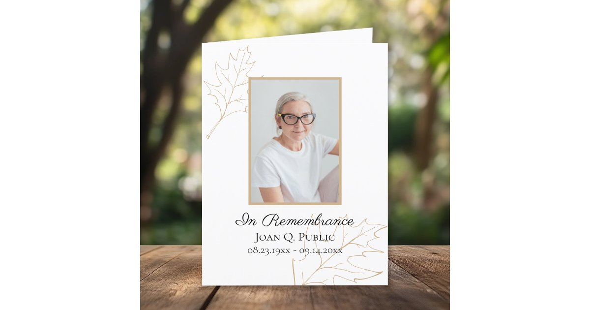Fall Oak Leaves Funeral Wake Memorial Sympathy Thank You Card | Zazzle