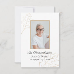 Fall Oak Leaves Funeral Wake Memorial Sympathy Thank You Card | Zazzle