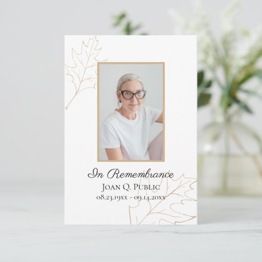 Fall Oak Leaves Funeral Wake Memorial Sympathy Thank You Card | Zazzle