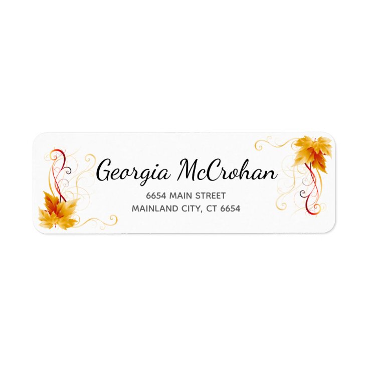 Fall Orange Leaves Return Address Label | Zazzle