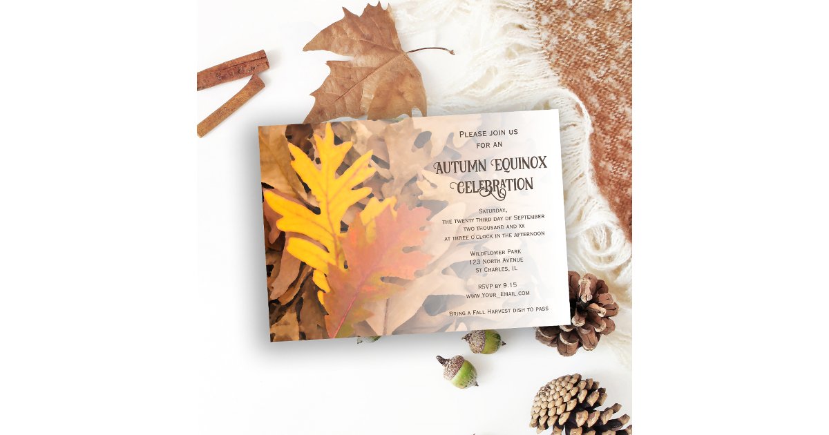 Fall Painted Leaves Autumn Equinox Celebration Invitation | Zazzle