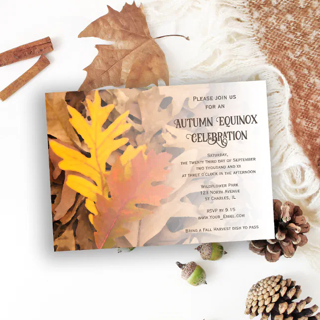 Fall Painted Leaves Autumn Equinox Celebration Invitation | Zazzle