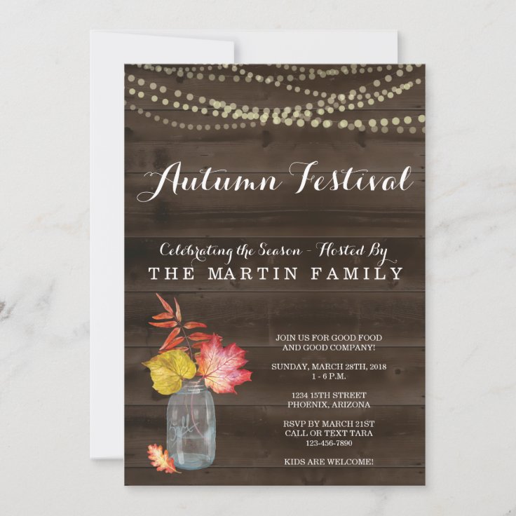 Fall Party Invitation | Rustic Fall | Zazzle