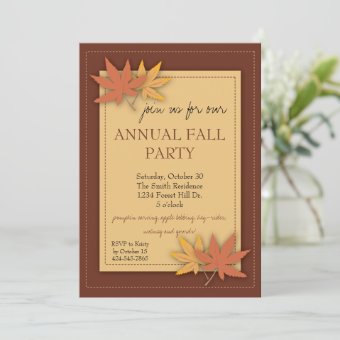 Fall Party Leaves Invitation | Zazzle