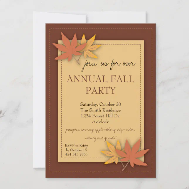 Fall Party Leaves Invitation | Zazzle