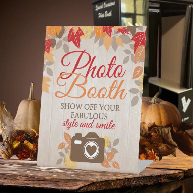 Fall Photo Booth Bridal Shower or Wedding Pedestal Sign | Zazzle