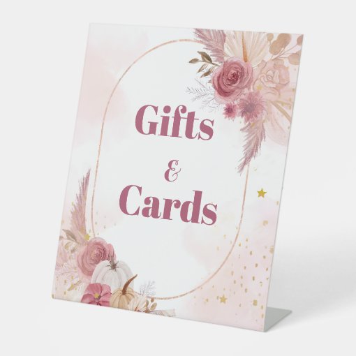 Fall pink Pumpkin Gir Baby shower Gift & Card Sign | Zazzle