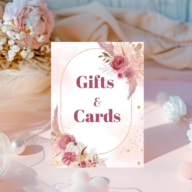 Fall pink Pumpkin Gir Baby shower Gift & Card Sign | Zazzle