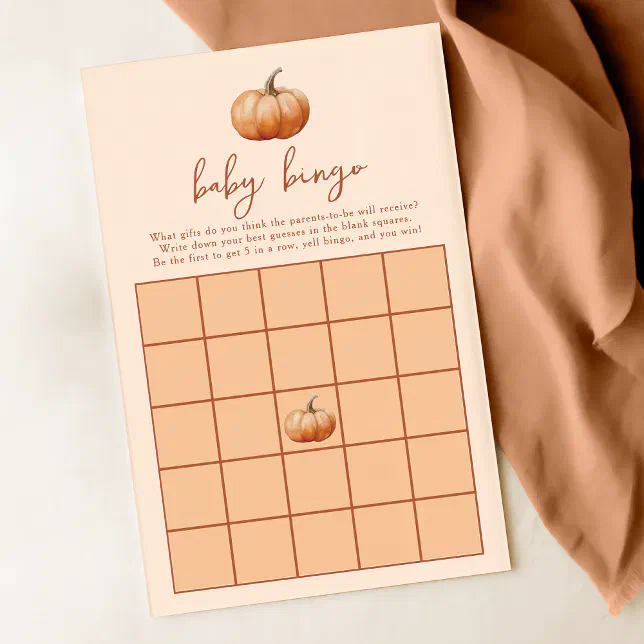Fall Plaid A Little Pumpkin Baby Bingo Shower Game | Zazzle