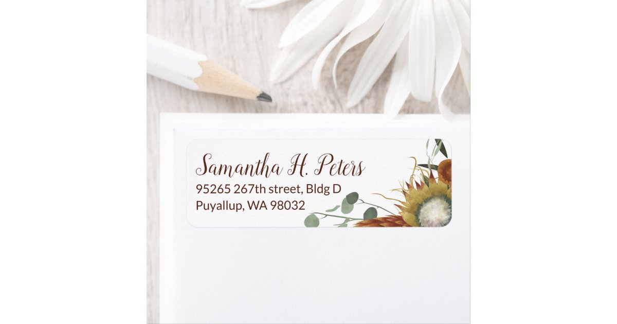 Fall Protea Flower & Eucalyptus Address Labels | Zazzle