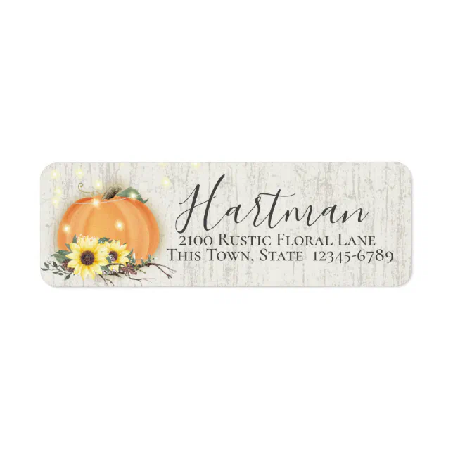 Fall Pumpkin and Sunflower Return Address Label | Zazzle