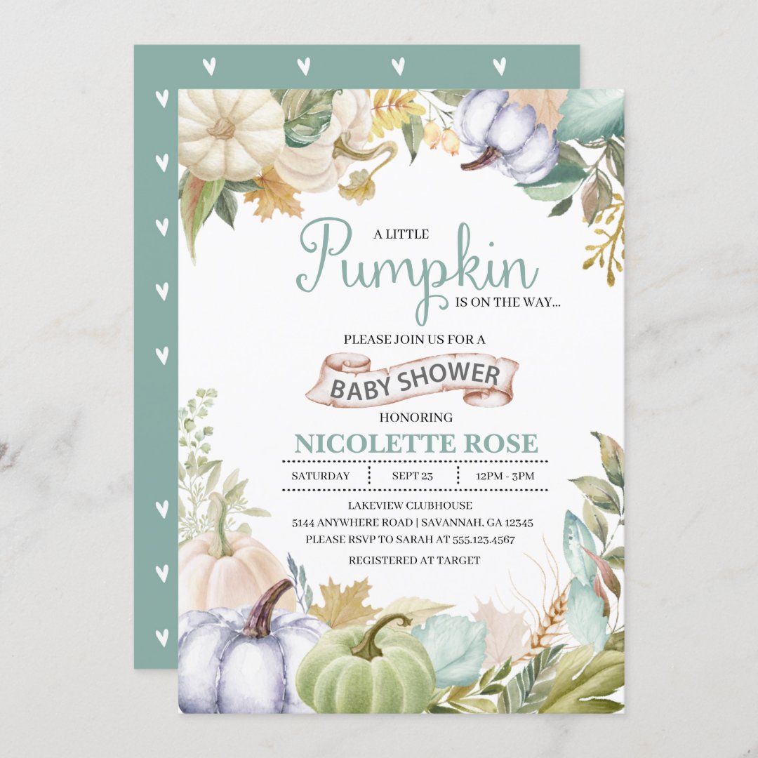 Fall Pumpkin Autumn Baby Shower Invitation Boy | Zazzle