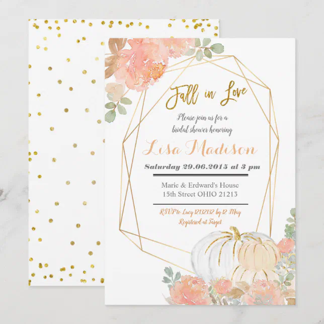 Fall Pumpkin Autumn Bridal Shower Invitation | Zazzle