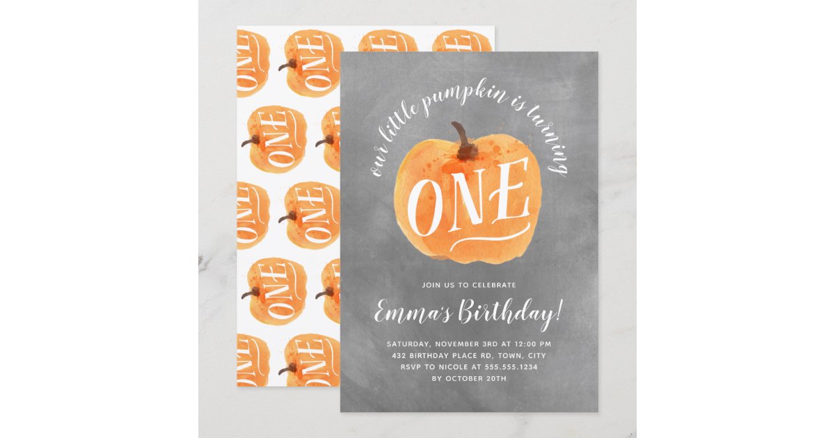 Fall Pumpkin Autumn First Birthday Invitation | Zazzle