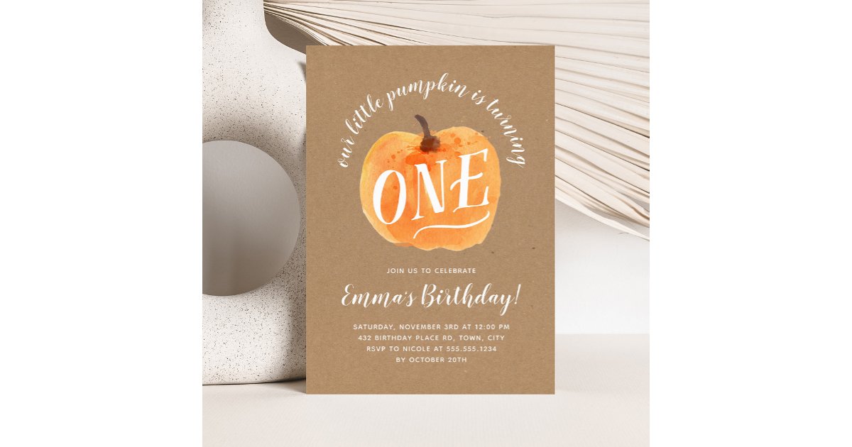 Fall Pumpkin Autumn First Birthday Invitation | Zazzle