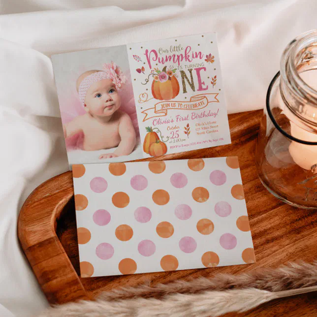 Fall Pumpkin Autumn First Birthday Invitation | Zazzle