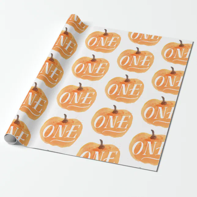 Fall Pumpkin Autumn First Birthday ONE Wrapping Paper | Zazzle