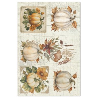 Fall Pumpkin Autumn Leaves Rustic Wood Decoupage Tissue Paper | Zazzle